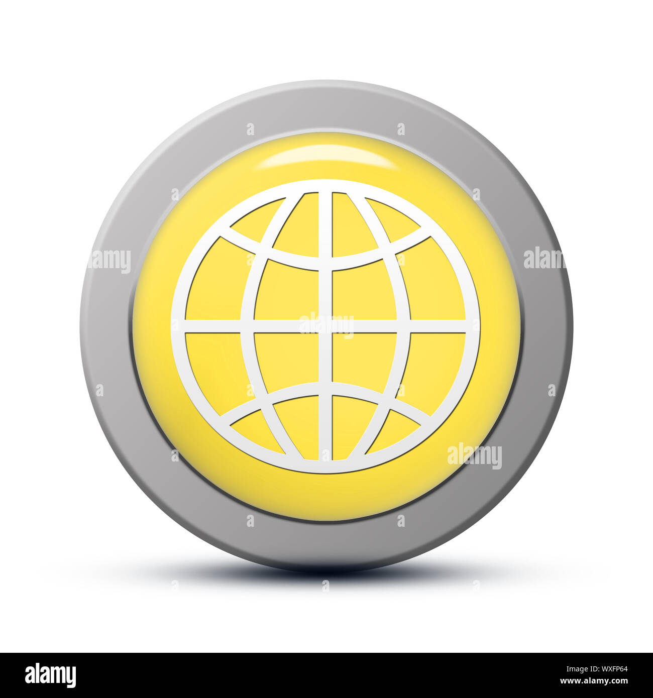 yellow round Icon series : World button Stock Photo - Alamy