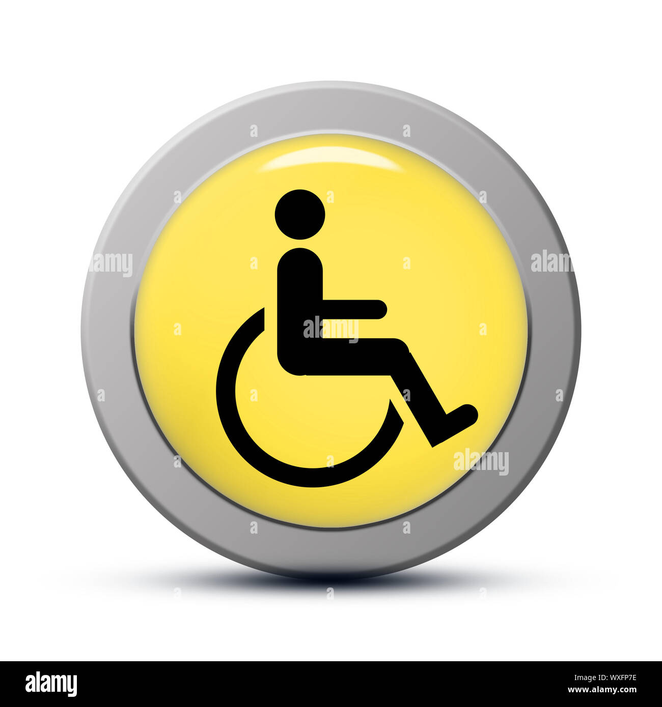 yellow round Icon series : handicap symbol of accessibility button ...