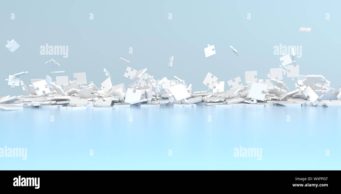 Falling Puzzle Pieces Stock Photo - Alamy
