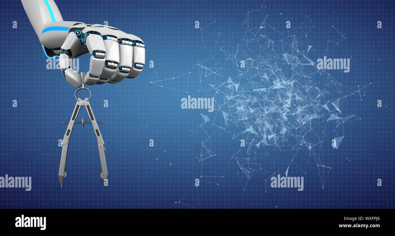 Humanoid Robot Hand Compass Blue Network Stock Photo - Alamy