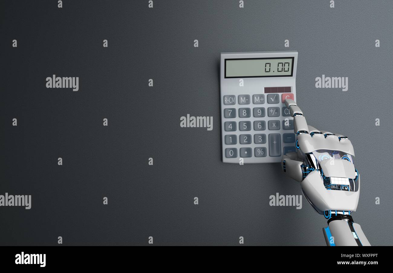 Robot Hand Calculator Stock Photo - Alamy