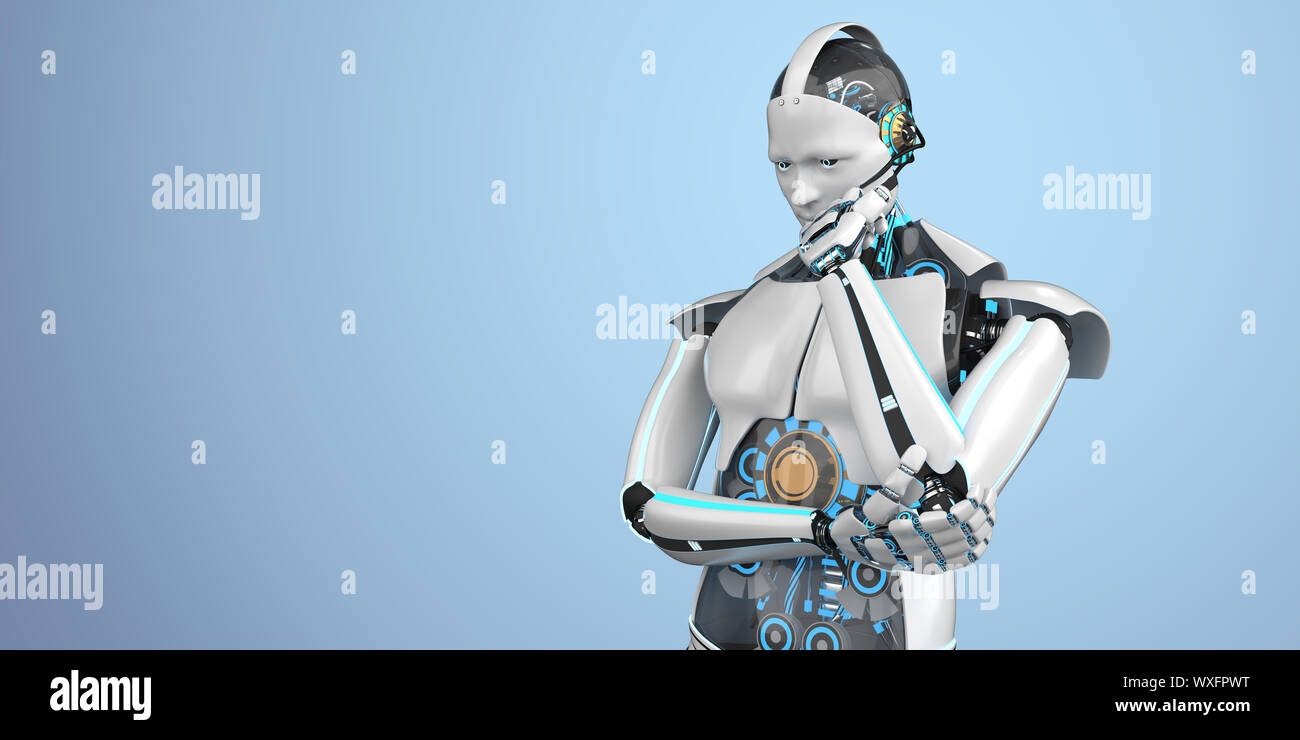 Thinking Robot Banner Stock Photo - Alamy