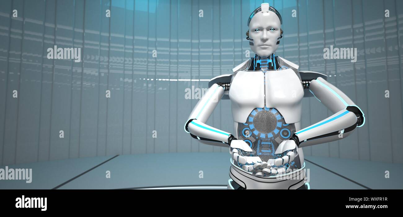 Humanoid Robot Futuristic Room Stock Photo - Alamy