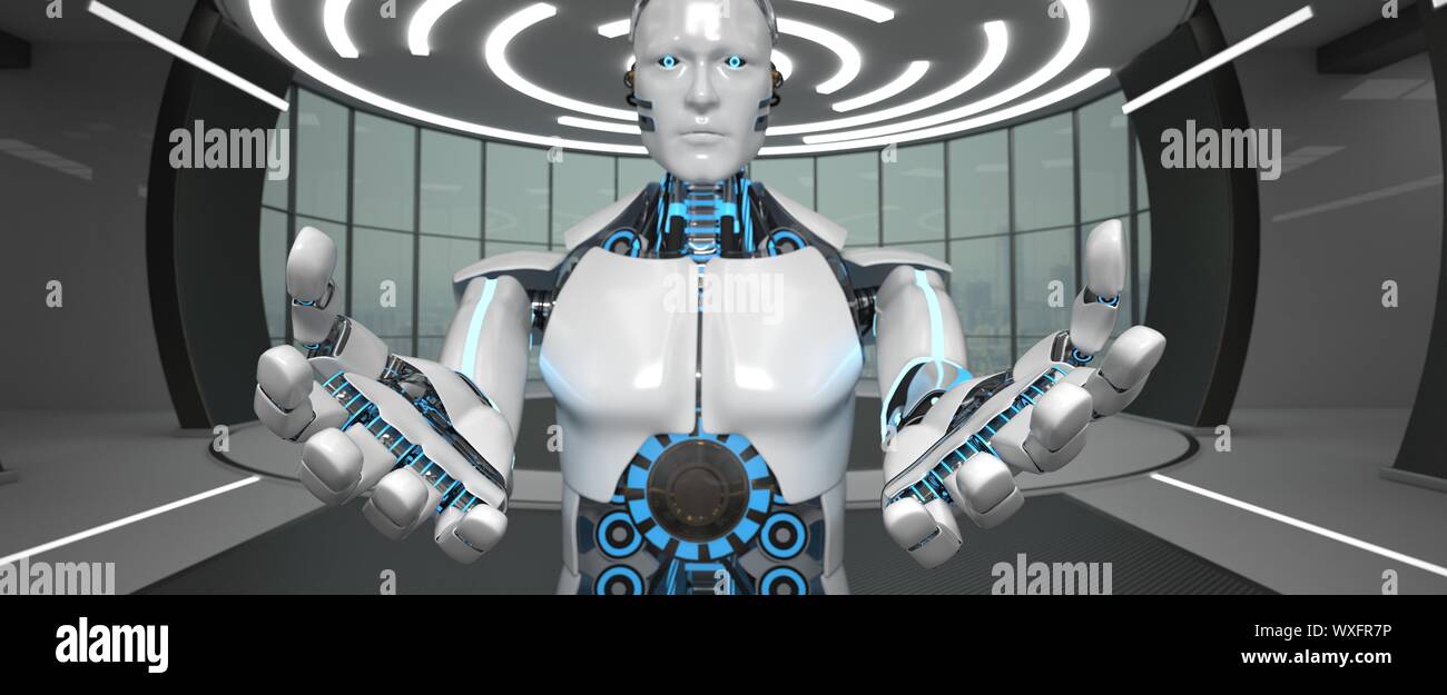 Humanoid Robot Futuristic Room Stock Photo - Alamy