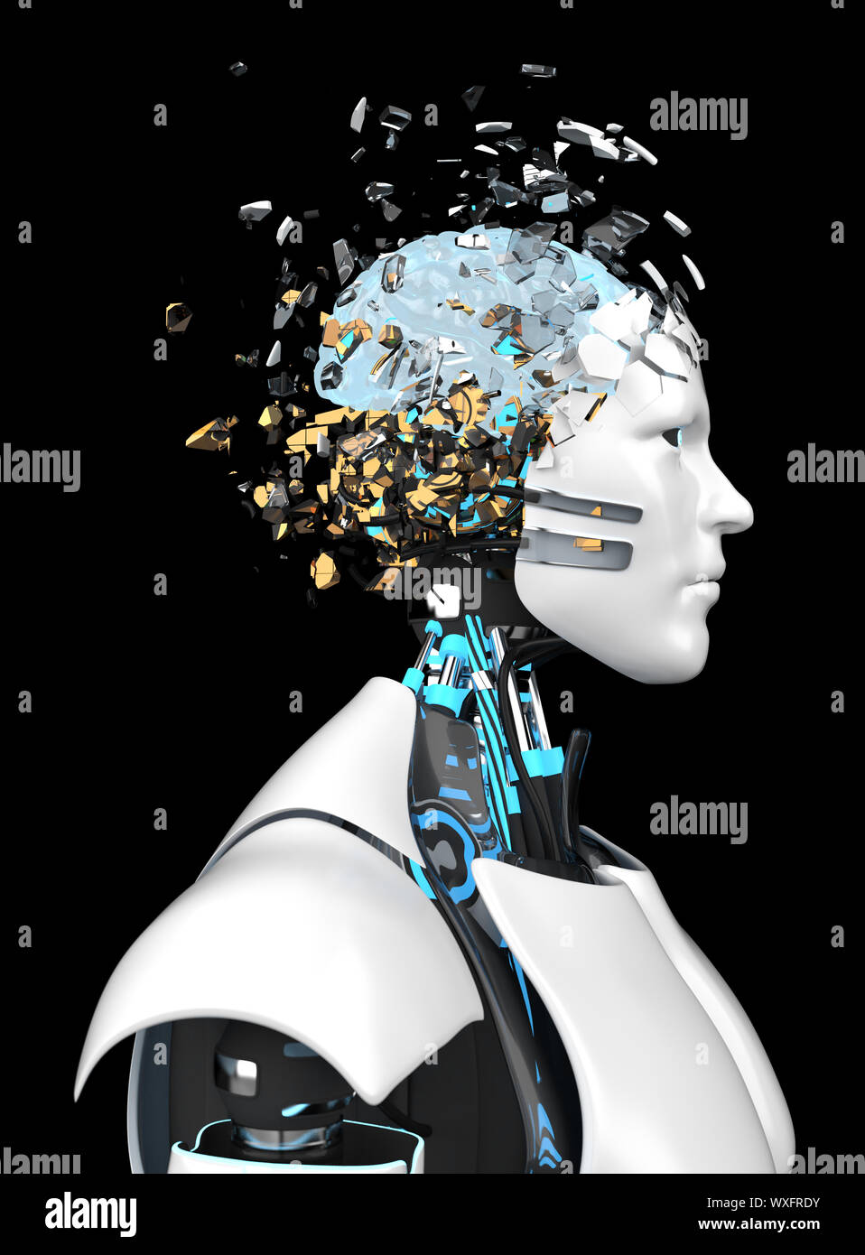 Humanoid Robot Splintered Head Brain Stock Photo - Alamy