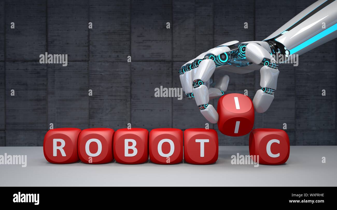 Robot Hand Cubes Robotic Stock Photo - Alamy