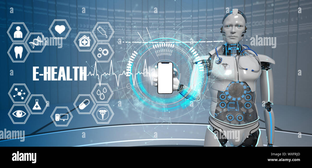Humanoid Robot Medical Assistant Smarthone Stock Photo - Alamy