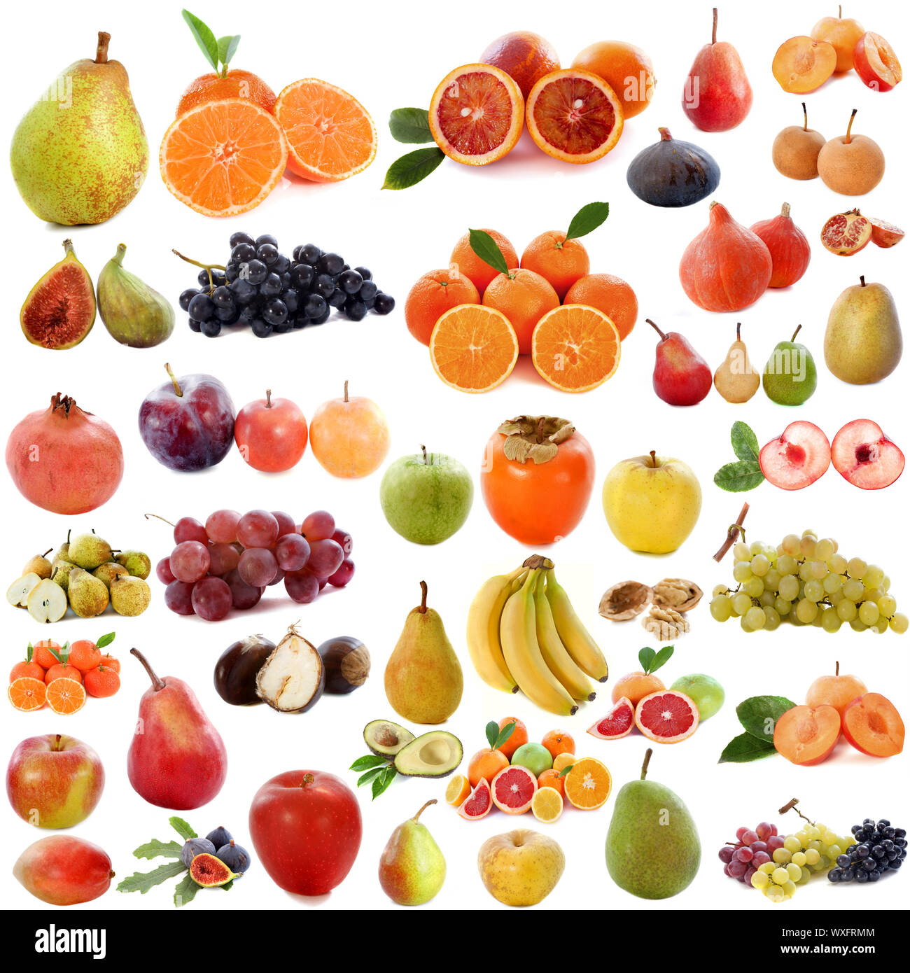 group of fruits in front of white background Stock Photo - Alamy