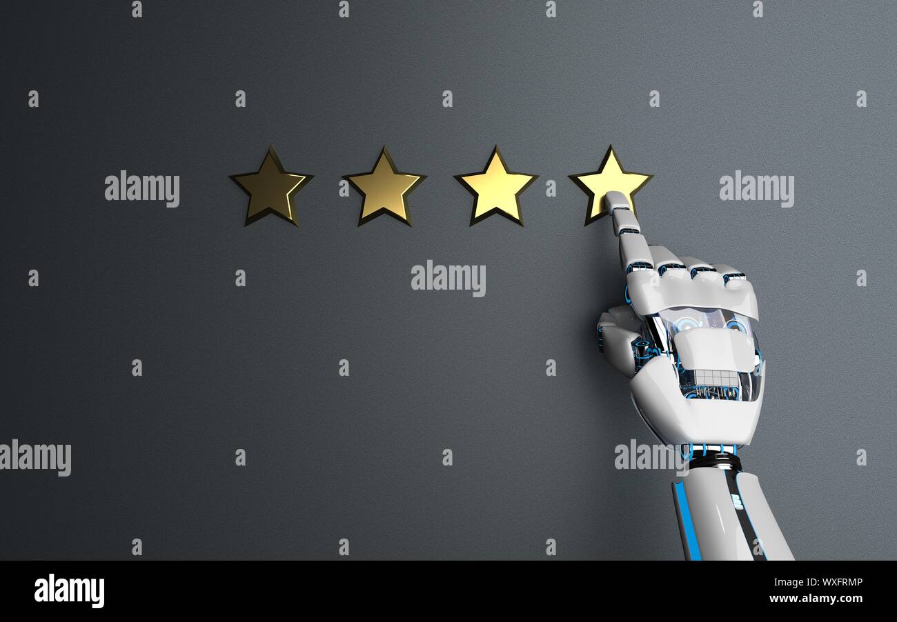 Humanoid Robot Golden Stars Rating Stock Photo - Alamy