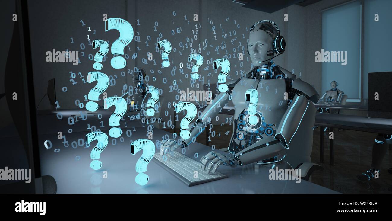 Humanoid Robot Call Center Question Stock Photo - Alamy