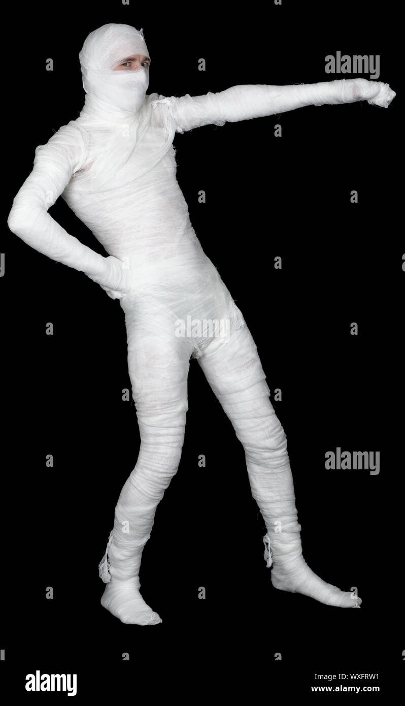 Man in bandage on the black background Stock Photo - Alamy