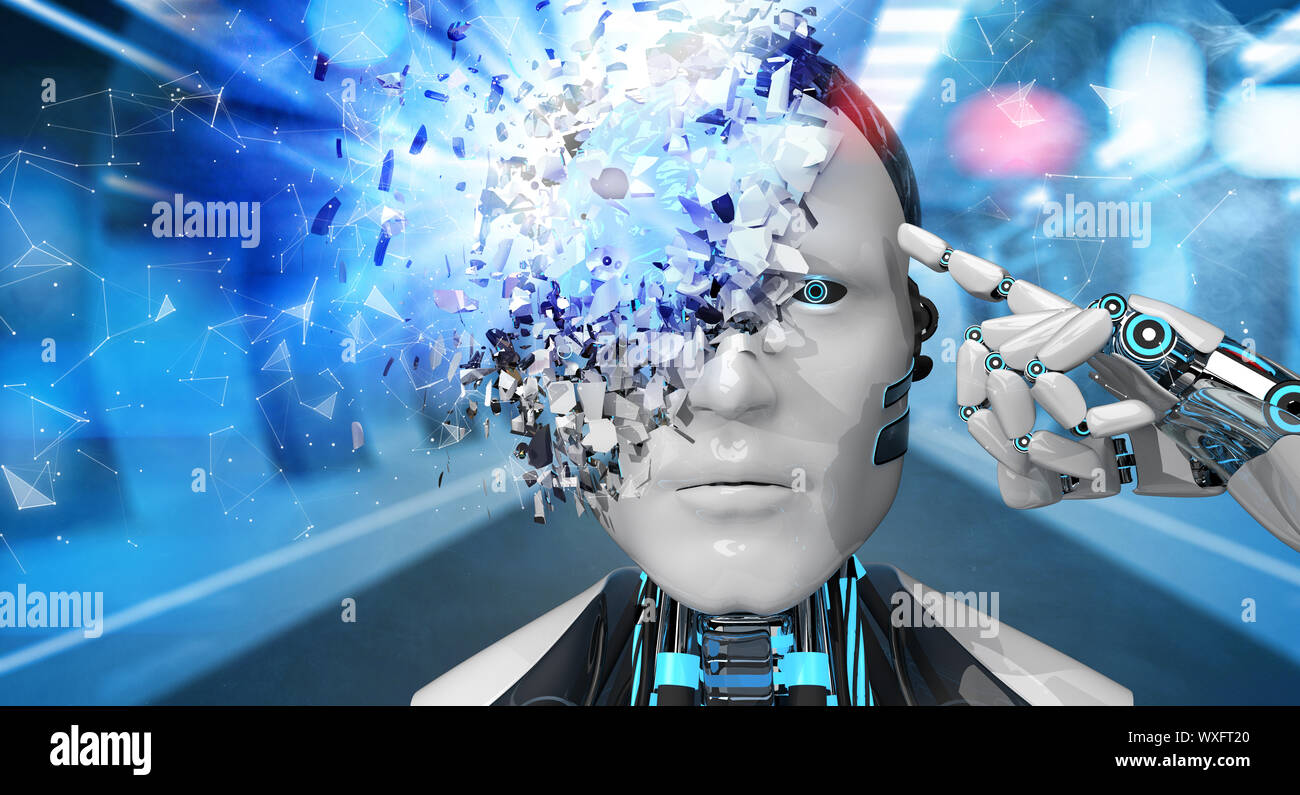 Humanoid Robot Splintered Head Brain Stock Photo - Alamy