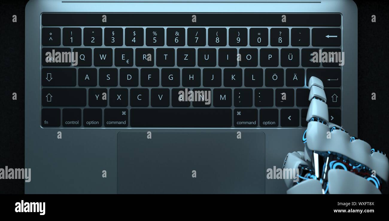 Humanoid Robot Hand Notebook Click Stock Photo - Alamy