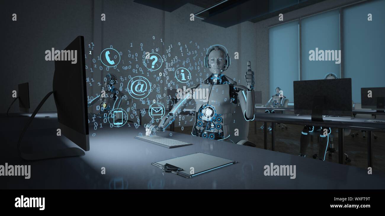 Humanoid Robot Call Center Ok Stock Photo - Alamy