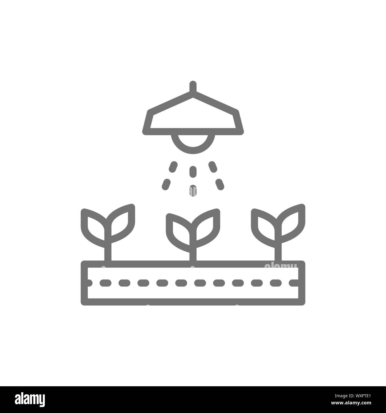 Professional lighting for plant growth, agriculture line icon Stock ...