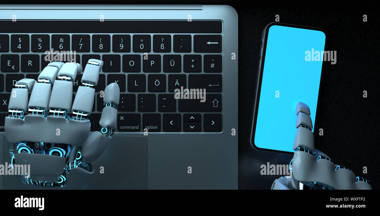 Humanoid Robot Hand Notebook Stock Photo - Alamy