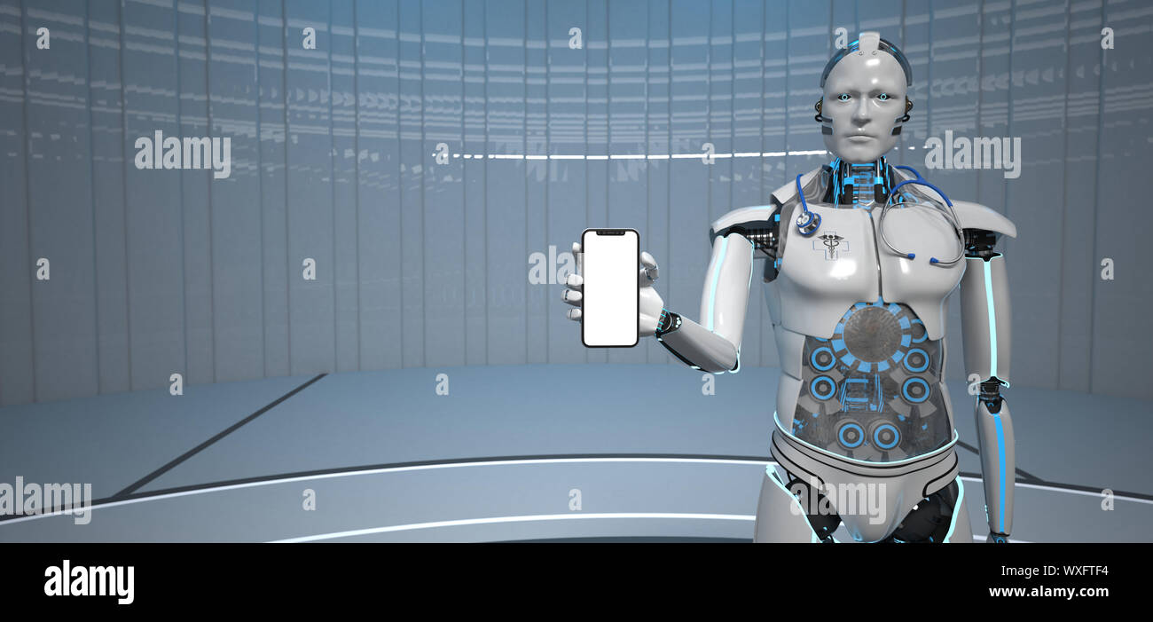 Humanoid Robot Medical Assistant Smarthone Stock Photo - Alamy