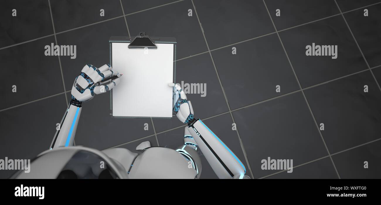 Writing Humanoid Robot Clipboard Stock Photo - Alamy