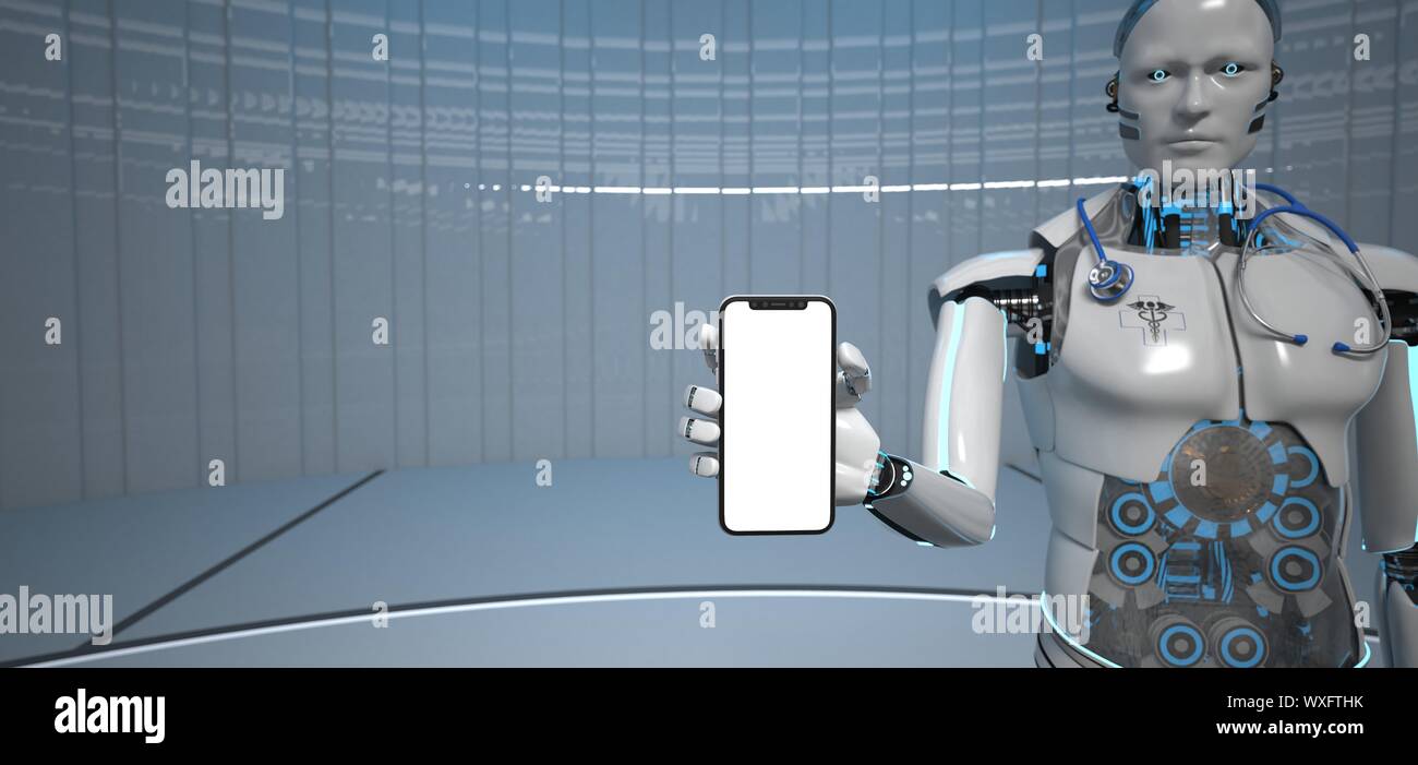 Humanoid Robot Medical Assistant Smarthone Stock Photo - Alamy