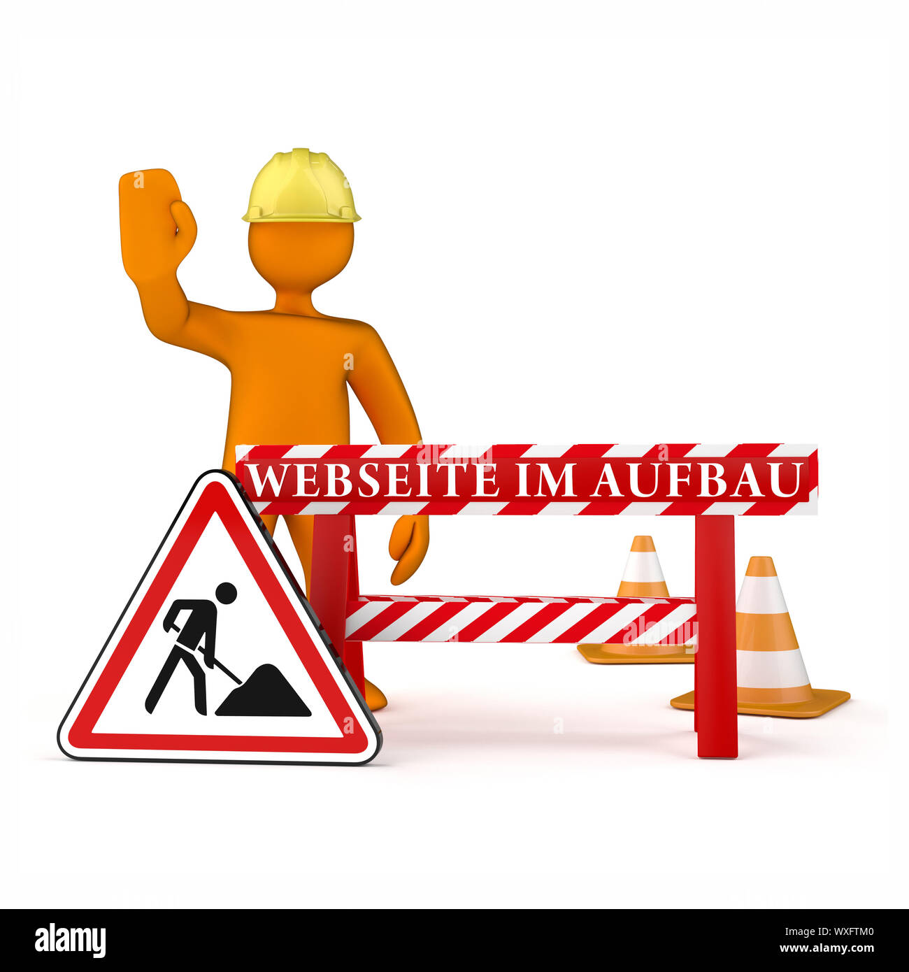 Webseite Im Aufbau Orange Manikin Roadworks Sign Stock Photo - Alamy