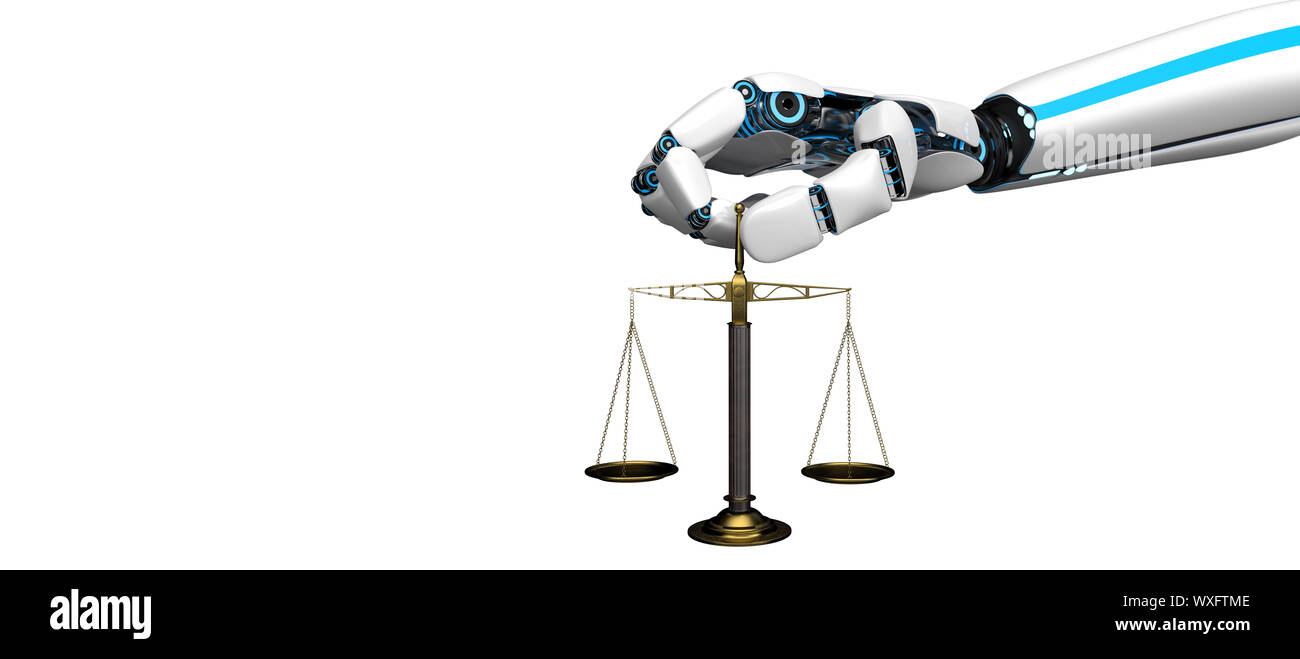 Humanoid Robot Hand Beam Balance Stock Photo - Alamy