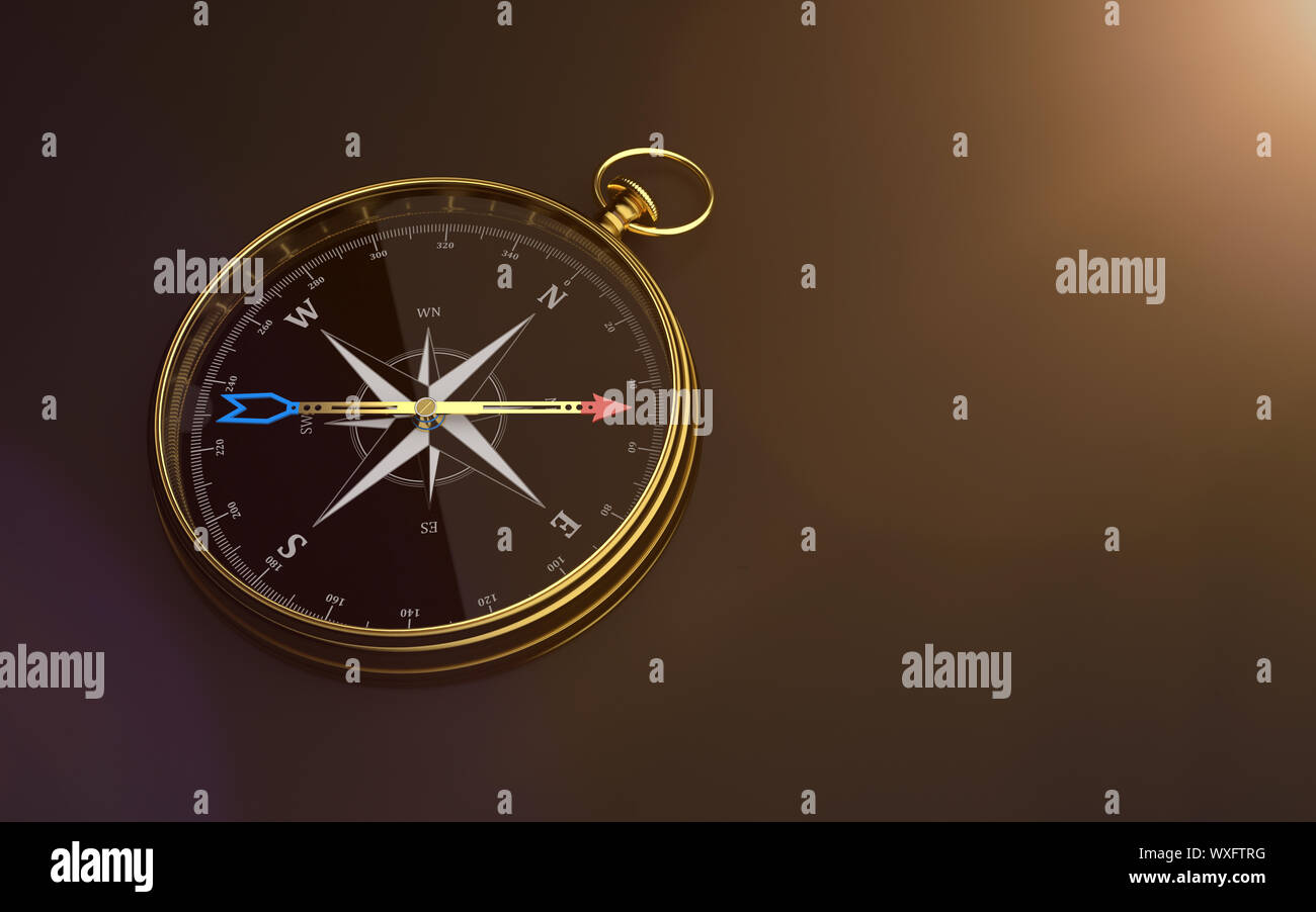 Golden Compass Dark Background Stock Photo - Alamy