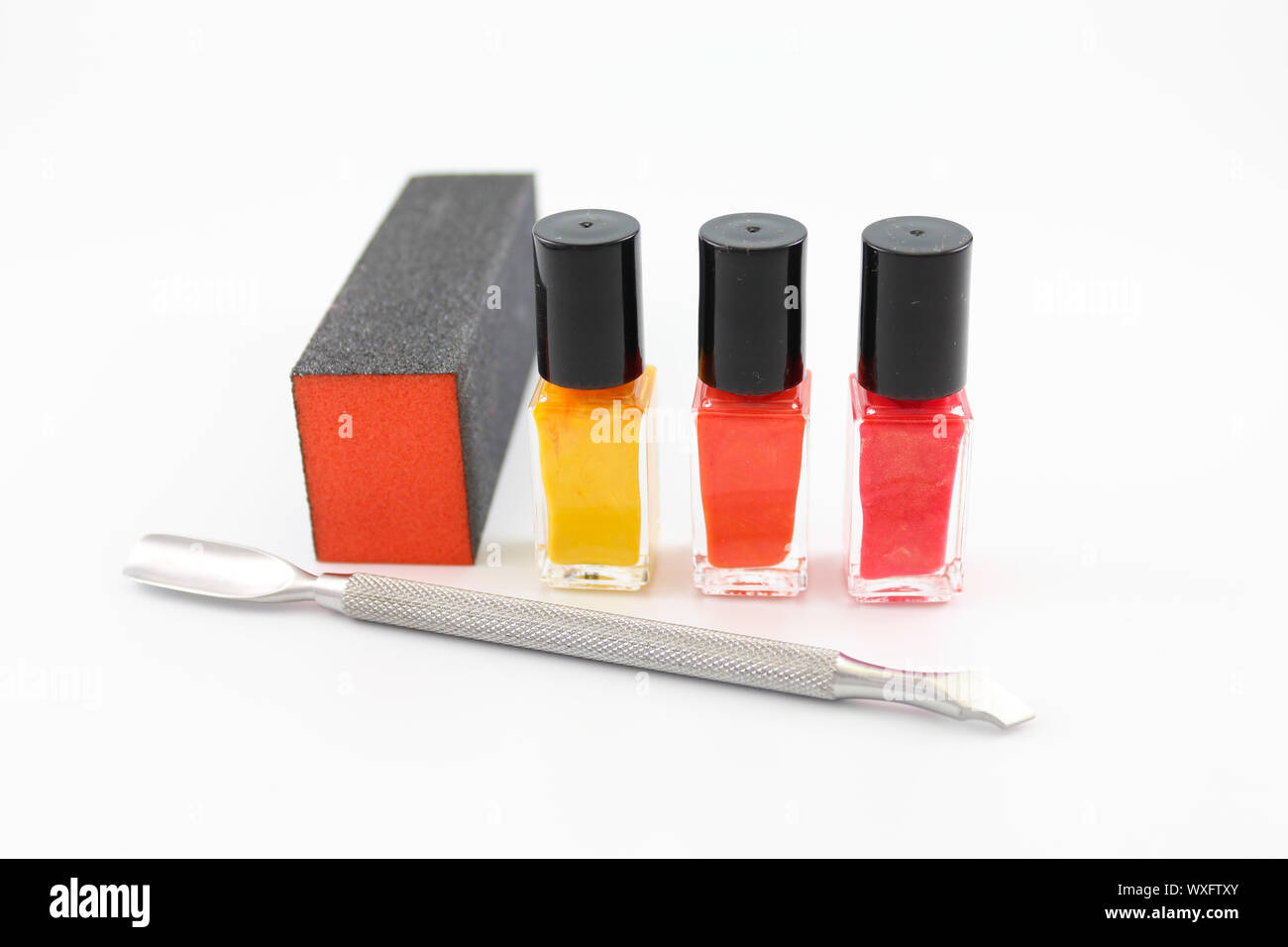 Nail polish, buffer and tools for a great manicure Stock Photo - Alamy