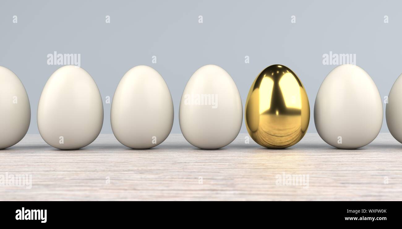 Golden Egg With Natural Eggs Stock Photo - Alamy