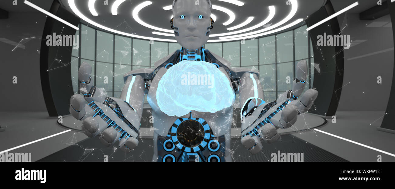 Humanoid Robot Brain Futuristic Room Stock Photo - Alamy