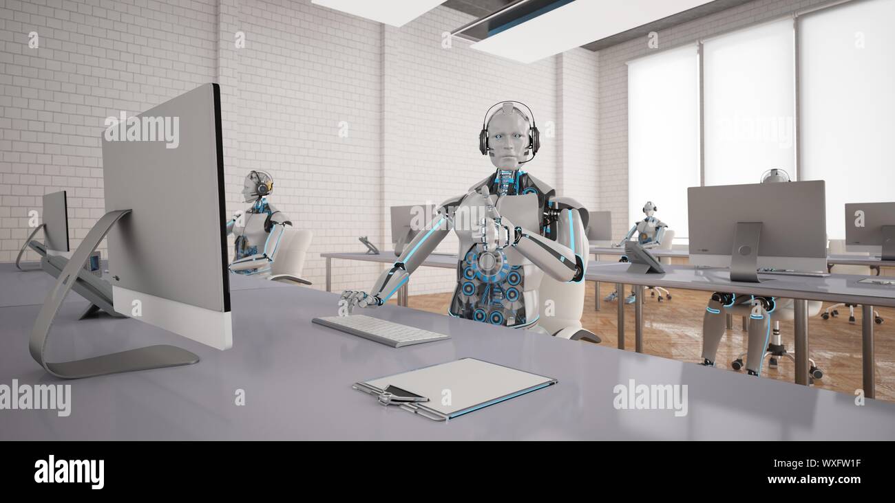 Humanoid Robot Callcenter Ok Stock Photo - Alamy
