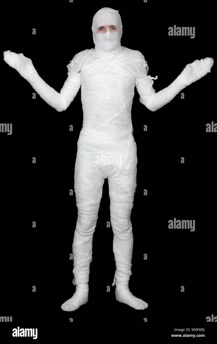 Man in bandage on the black background Stock Photo - Alamy