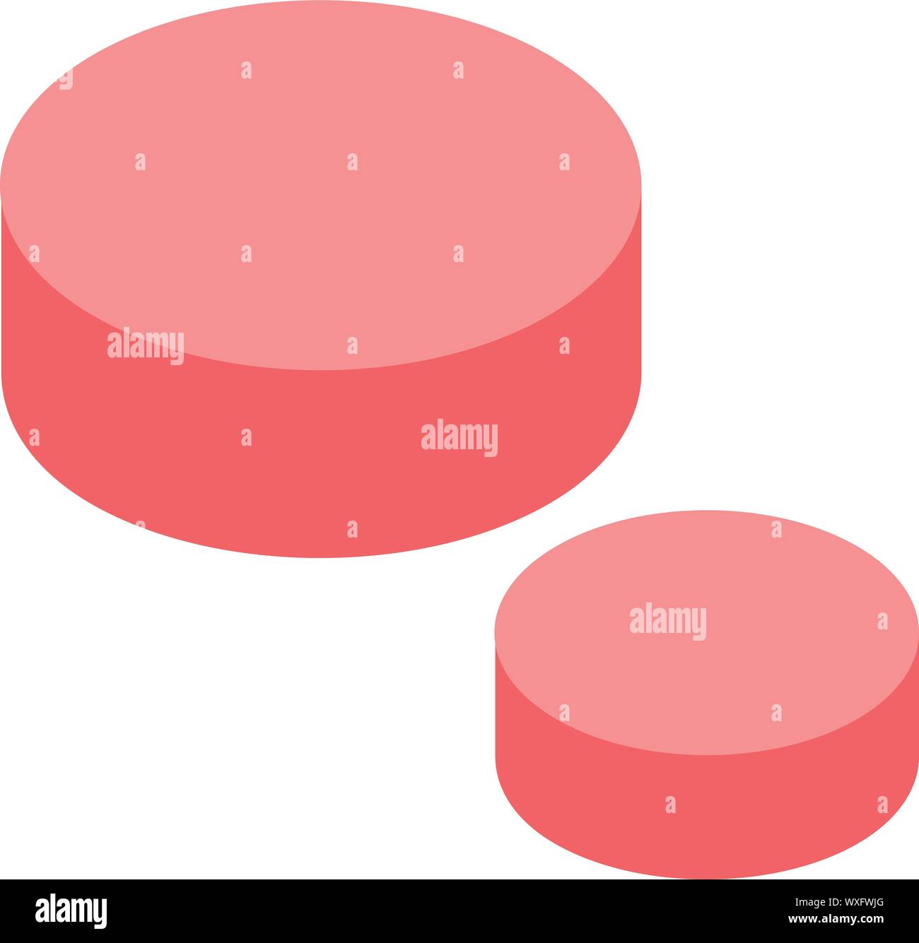 Big and small red pills icon. Isometric of big and small red pills ...