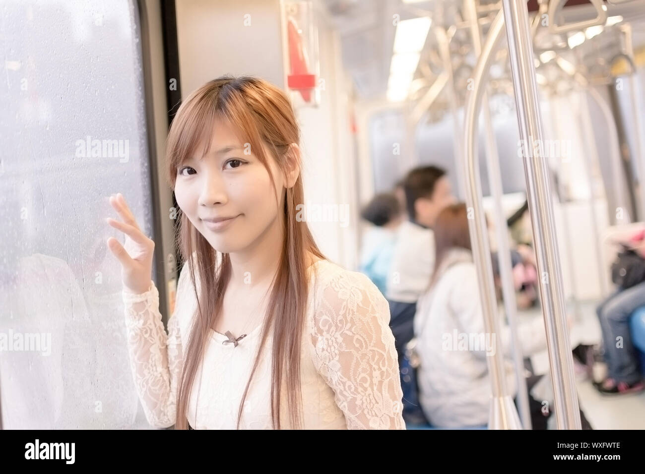 Asian beauty in MRT carriages, Taipei, Taiwan Stock Photo - Alamy