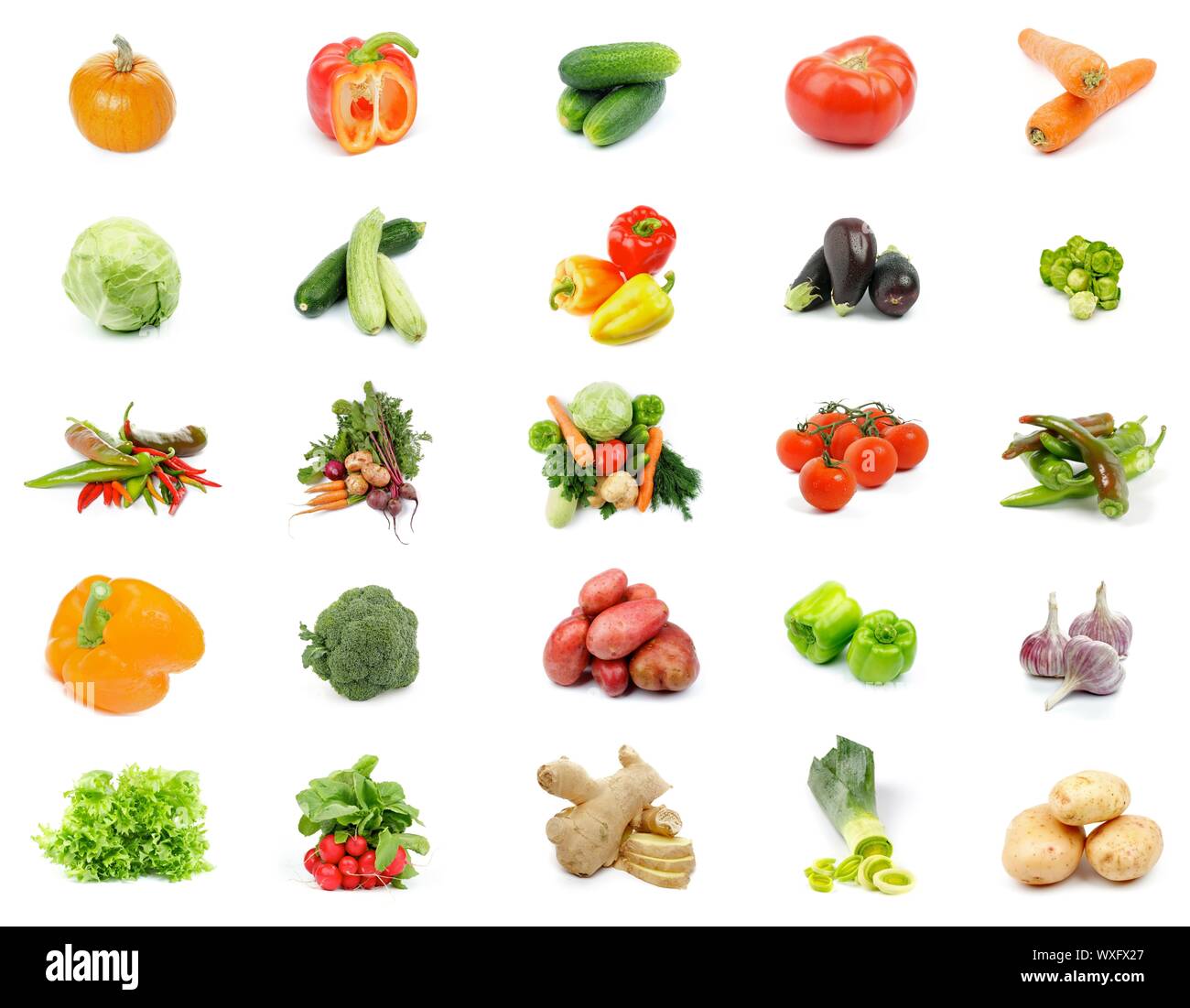 Collection of Raw Vegetables with Cabbage, Potato, Leek, Peppers ...