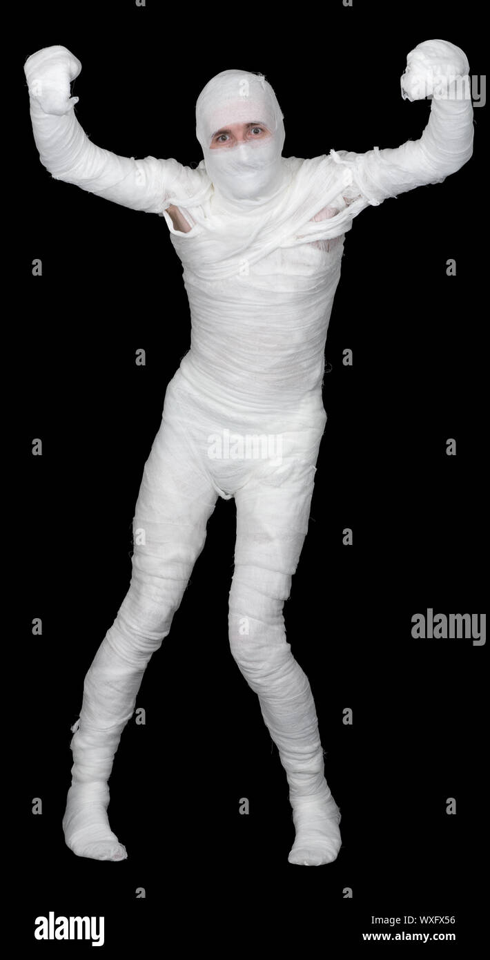 Man in bandage on the black background Stock Photo - Alamy