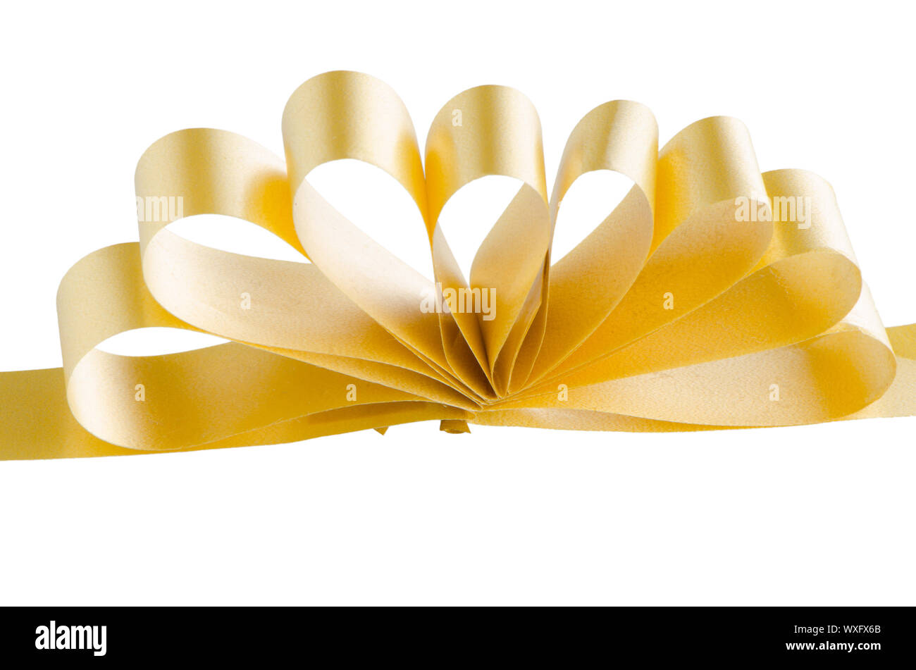 Yellow gift bow isolated on white background Stock Photo - Alamy