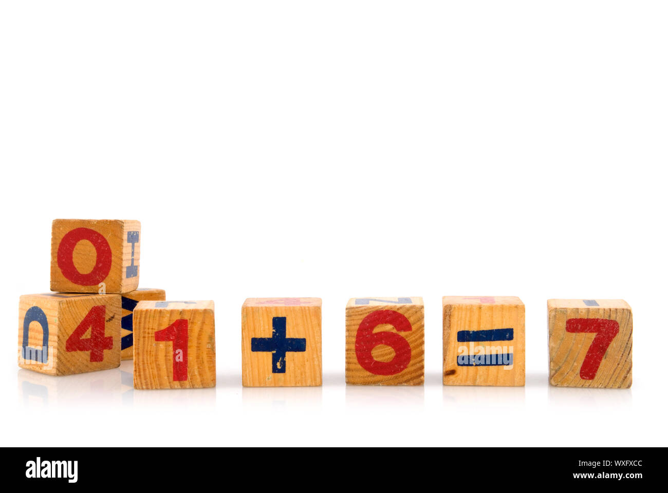 calculate with old vintage toy blocs Stock Photo - Alamy