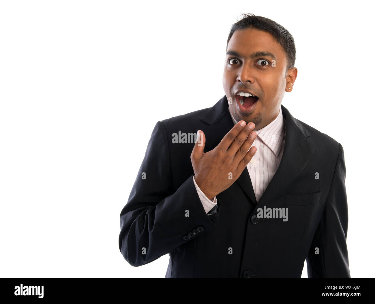 Indian businessman surprise. Good looking Indian man in black suit ...