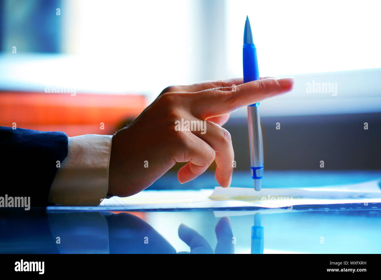 pen work hand work background Stock Photo - Alamy