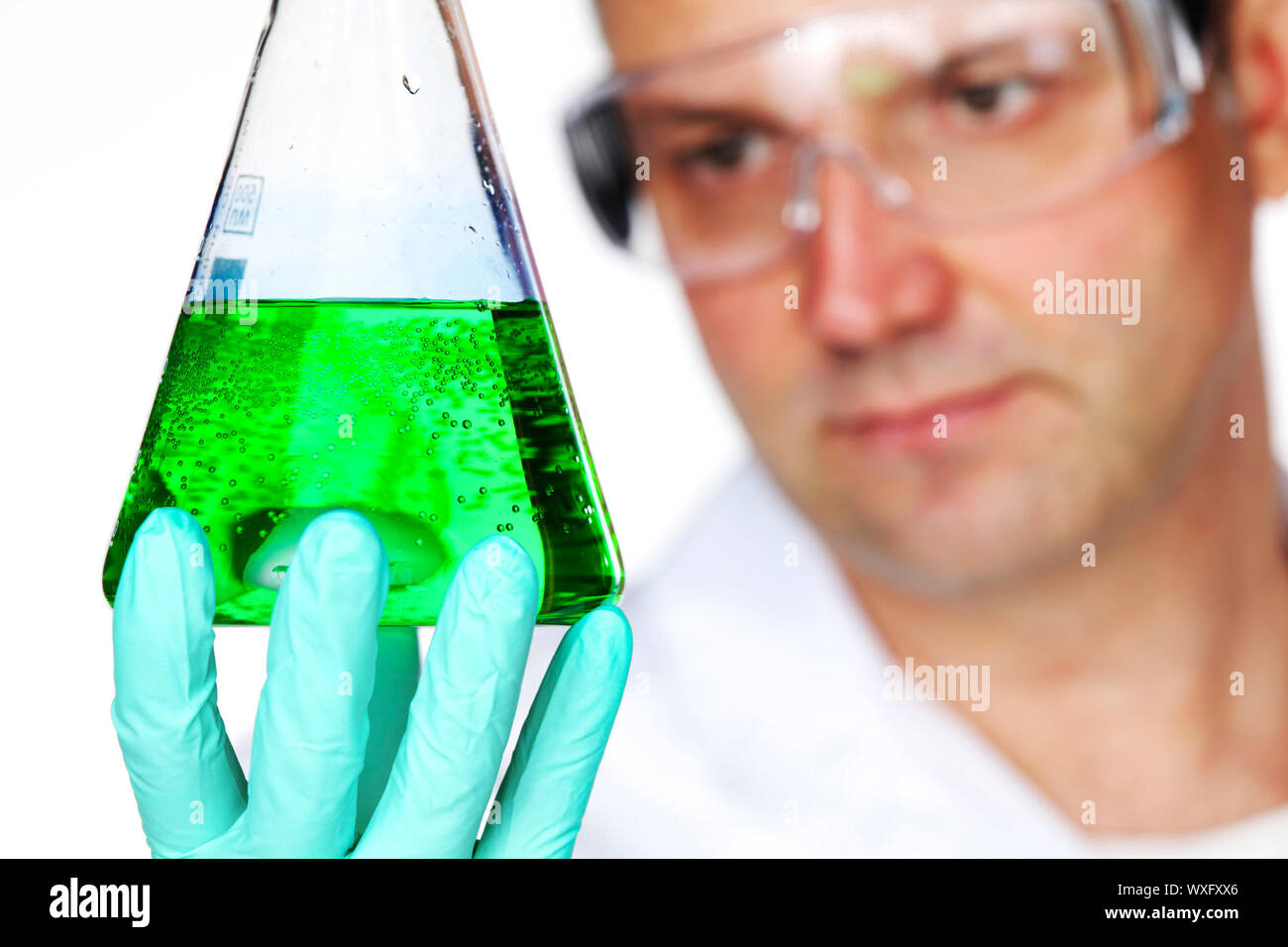 Chemistry Scientist conducting experiments on white background Stock ...
