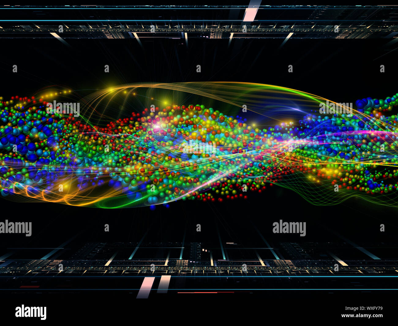 Backdrop of atomic particles in space to complement your design on the ...