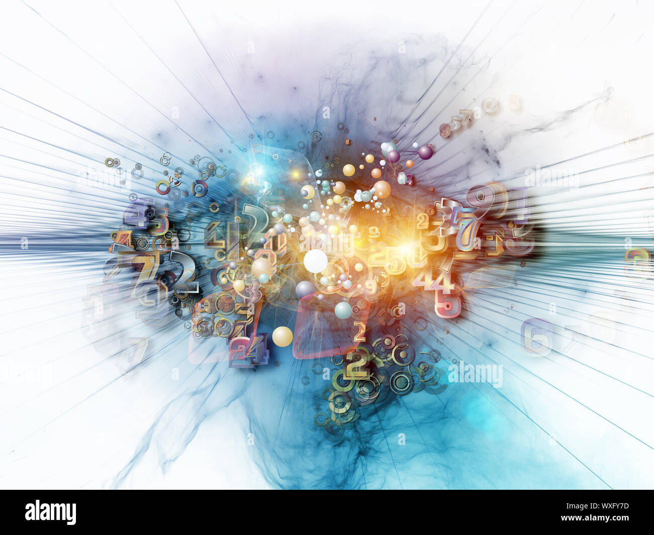 Digital Technology series. Composition of numbers, symbols and fractal ...