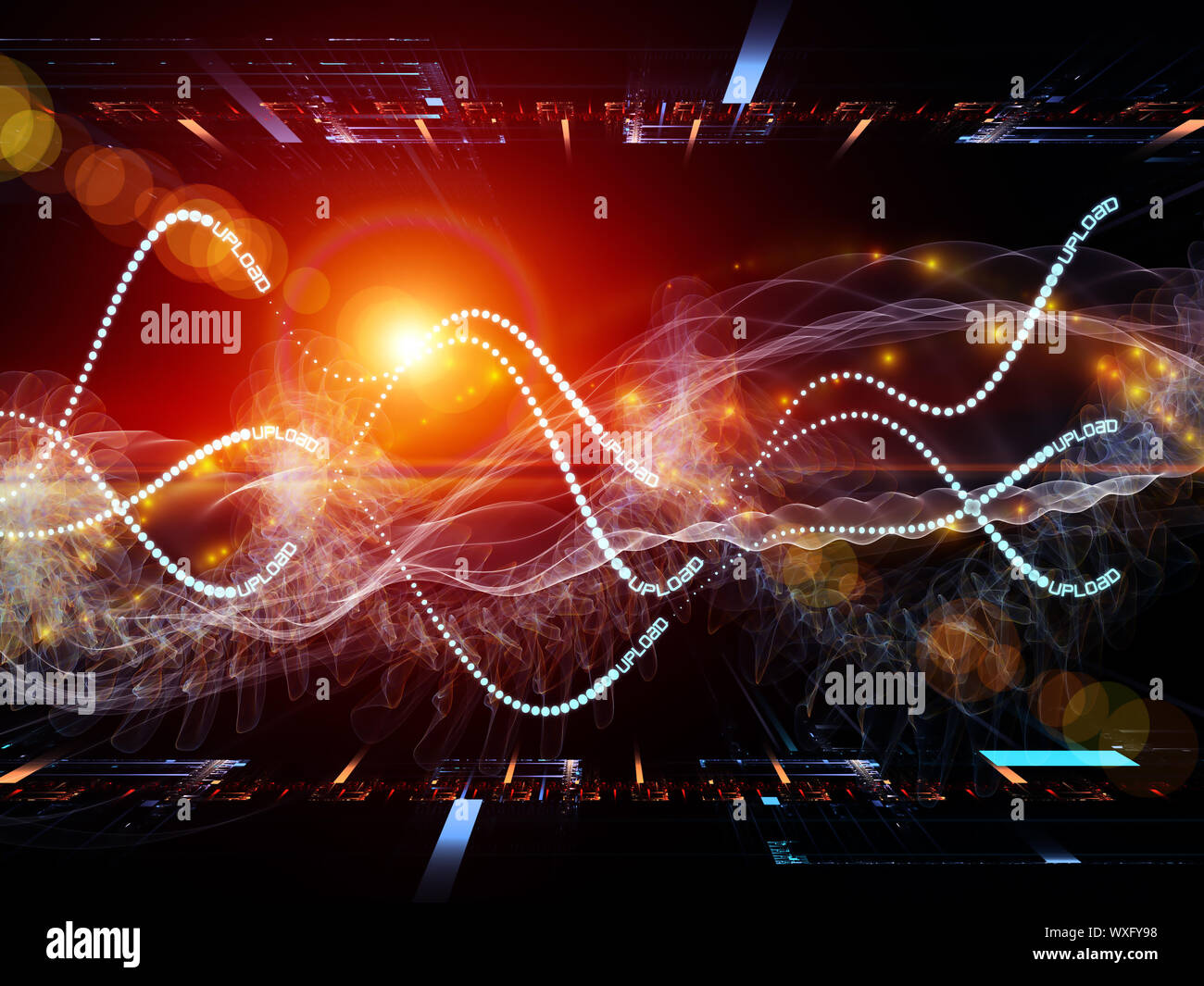 Design composed of technological elements and directional abstract ...