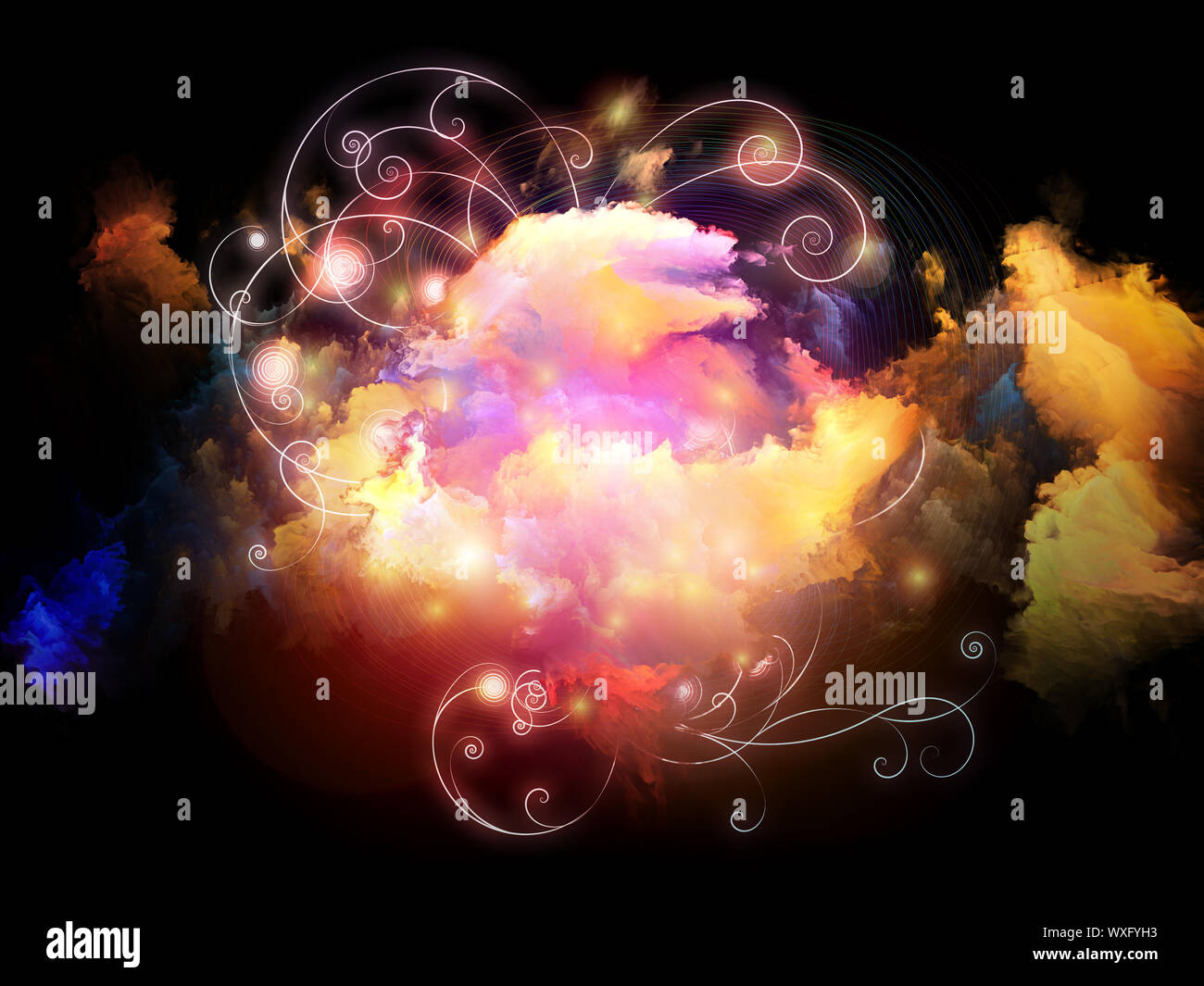 Composition of flourish shapes and fractal elements on the subject of ...