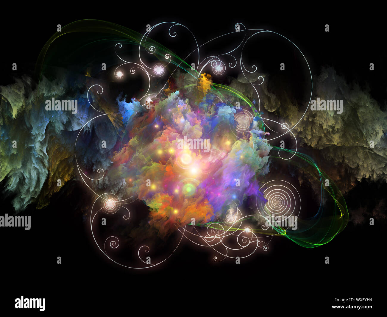 Creative arrangement of flourish shapes and fractal elements as a ...