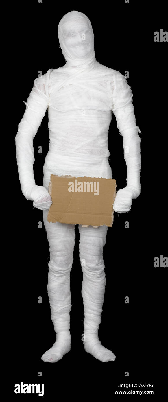 Egypt mummy hold cardboard tablet in hands Stock Photo - Alamy