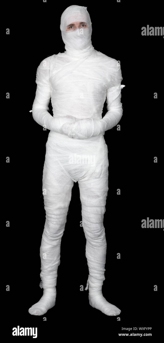 Man in bandage on the black background Stock Photo - Alamy
