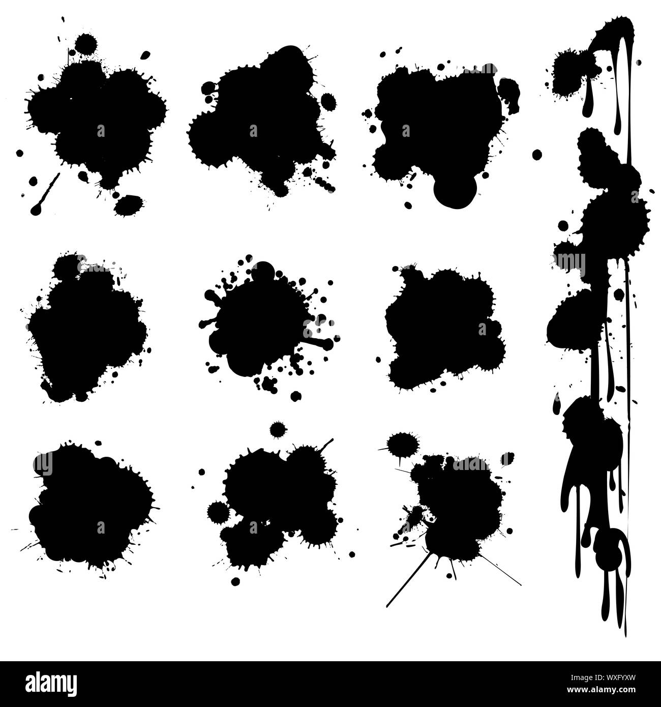 Ink spots collection over white background Stock Photo - Alamy