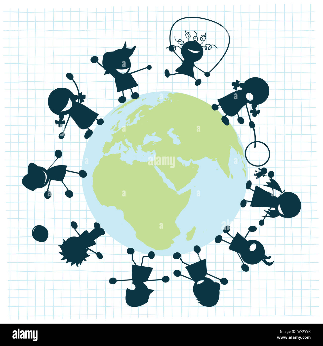 Children globe cartoon illustration hi-res stock photography and images ...