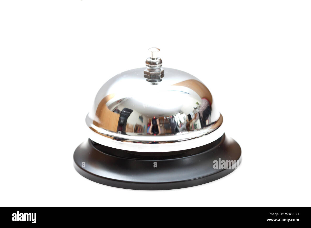 A view of a reception bell isolated on white background Stock Photo - Alamy
